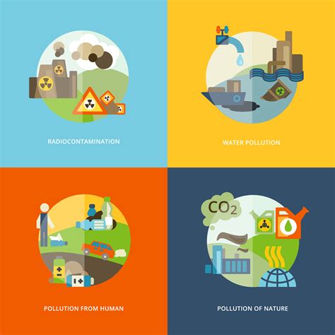 Pollution Icons Flat 438071 Vector Art At Vecteezy