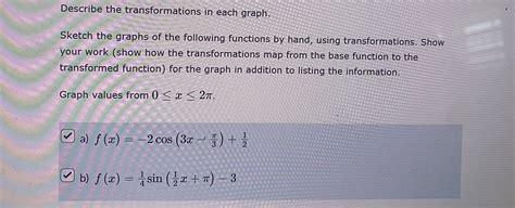 Solved Describe The Transformations In Each Graph Sketch The Chegg