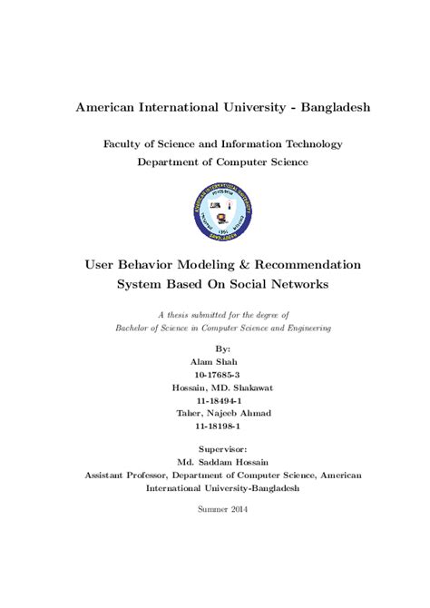 Pdf User Behavior Modeling And Recommendation System Based On Social Networks