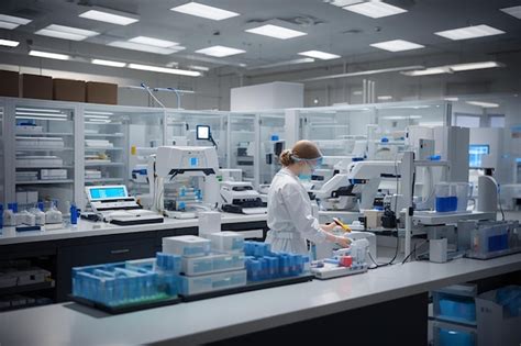 Premium AI Image Genomic Sequencing Laboratory Futuristic Science Lab Background Wallpaper