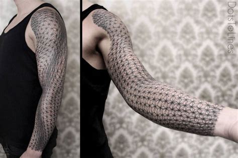 Irregular Asanoha Pattern Sleeve Tattoo