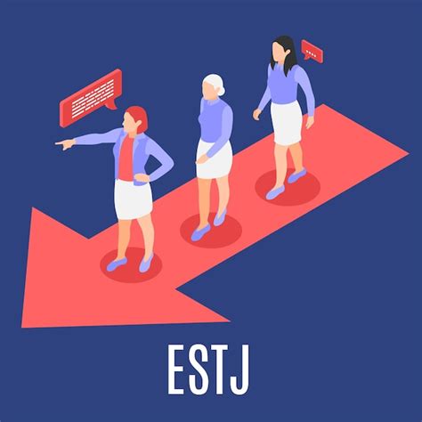 Premium Vector Estj Mbti Type Isometric Composition With Female Leader Showing Direction 3d
