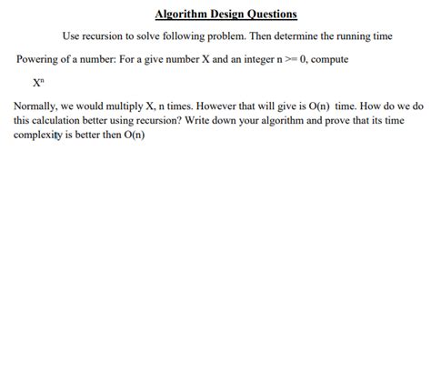 solved algorithm design Ọuestions recursion to solve