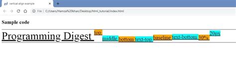 vertical align property in css with programming examples