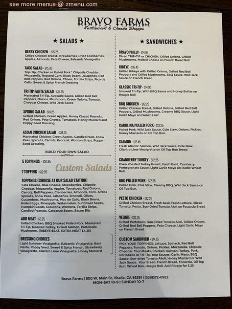 Online Menu Of Bravo Farms Restaurant Visalia Restaurant Visalia