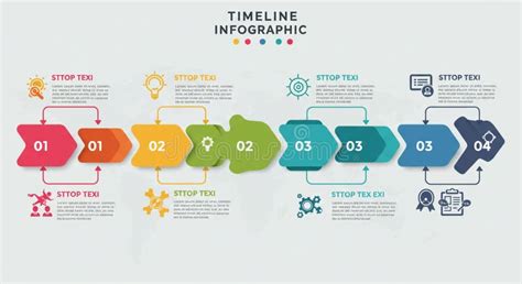 Timeline Infographic Featuring A Sequence Of Colored Arrows With