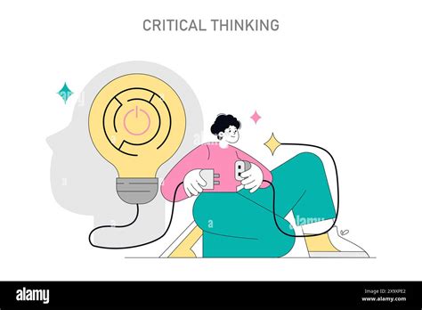Critical Thinking Concept Illustration Of A Person With An Idea Bulb