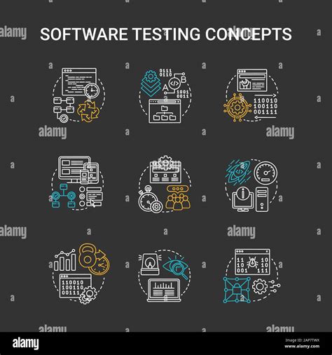 Software Testing Chalk Concept Icons Set Idea System Perfomance Verification Idea Thin Line