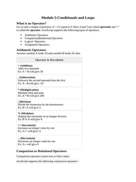 module 5 conditionals and loops pdf arithmetic multiplication