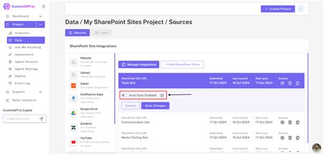 Enable Auto Sync For SharePoint Sites