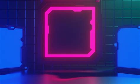 미래 사이버 펑크 도시 게임 벽지 공상 과학 배경의 3d 그림 렌더링 E스포츠 게이머 대 네온 광선 대 플레이어 도전의 배너