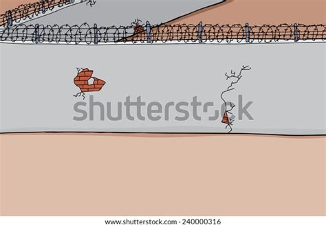 Hand Drawn Cartoon Barbed Wire Wall เวกเตอร์สต็อก ปลอดค่าลิขสิทธิ์