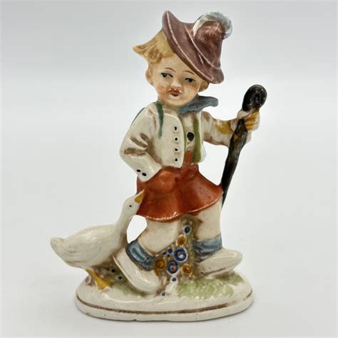 Статуэтка Мальчик с гусем фарфор роспись Carl Schneiders Erben Германия 1950 1972 гг