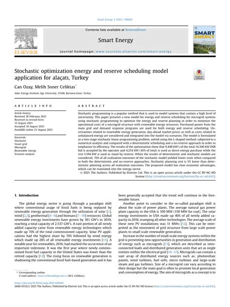 Pdf Stochastic Optimization Energy And Reserve Scheduling Model