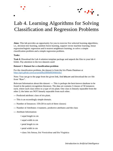 Lab 4 Specification Pdf Statistical Classification Machine Learning
