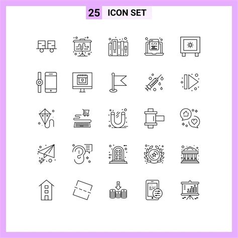 Universal Icon Symbols Group Of 25 Modern Lines Of Web Html Coding
