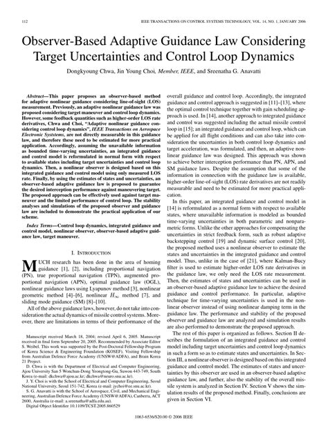 Pdf Observer Based Adaptive Guidance Law Considering Target