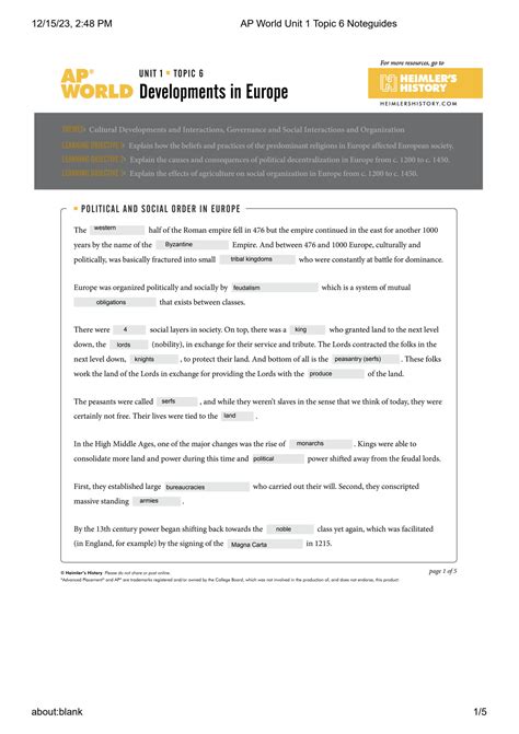 SOLUTION Ap World Unit 1 Topic 6 Noteguides Studypool