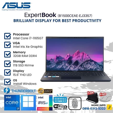 Jual Laptop Gaming Design Asus Expertbook B Ceae Ej Core I G Gb Ram Tb Ssd