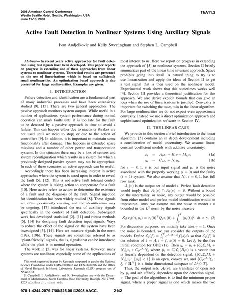 pdf active fault detection in nonlinear systems using auxiliary signals