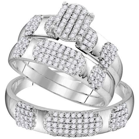 His Hers Diamond Oval Matching Wedding Set 34 Cttw 10kt White Gold