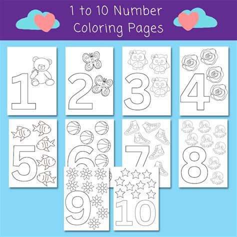 Numbers Coloring Pages 1 To 10 Counting Mathematics Math For
