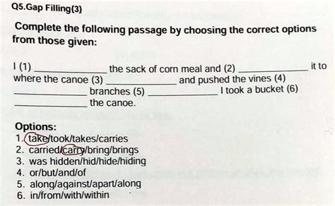 Solved Complete The Following Passage By Choosing The Correct Option