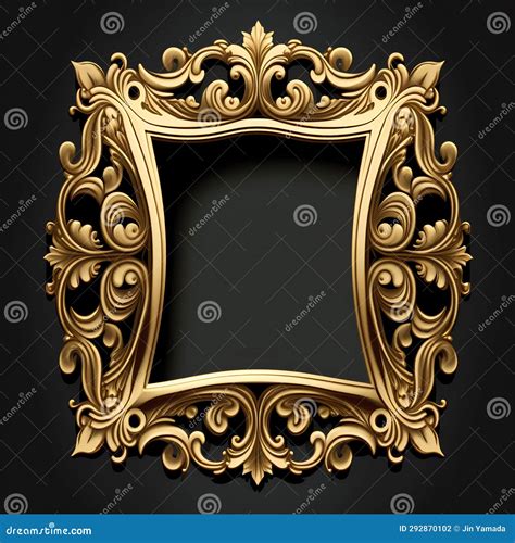 Illustration Of Vintage Frame With Ornament In Victorian Style On Black Background Stock