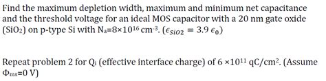 Solved Find The Maximum Depletion Width Maximum And Minimum