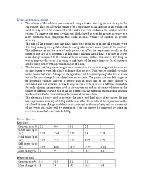 Potato Osmosis Lab Report Descargar Gratis Pdf Concentration Applied And Interdisciplinary
