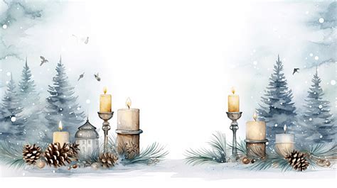수채화 양초와 장식이 있는 아름다운 크리스마스 배경 크리스마스 이브 크리스마스 양초 메리 크리스마스 카드 배경 일러스트 및 사진 무료 다운로드 Pngtree