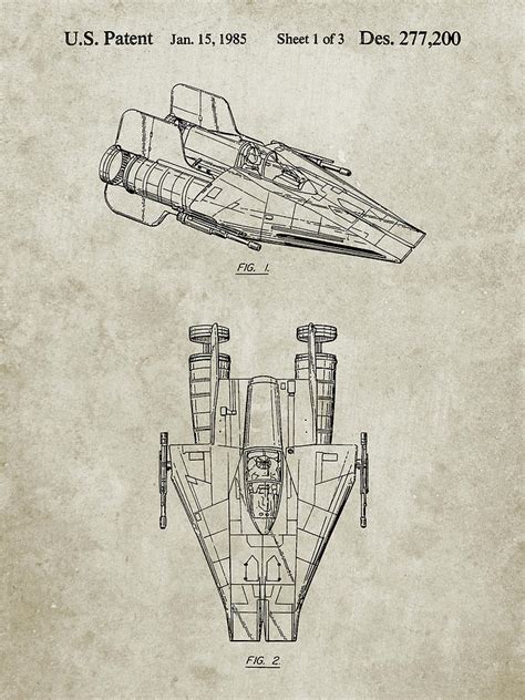 Pp515 Sandstone Star Wars Rz 1 A Wing Starfighter Patent Print Digital