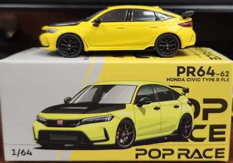 Pop Race Honda Civic Type R Fls In Yellow Pr64 62