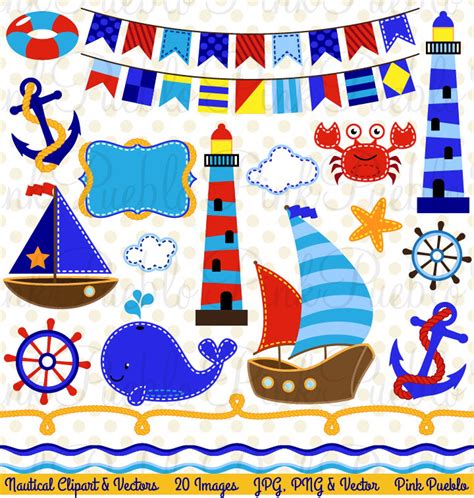 Nautical Clipart Clip Art Marine Sailing Boat Ship Sailboat Etsy