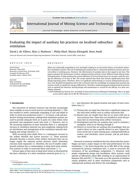 Pdf Evaluating The Impact Of Auxiliary Fan Practices On Localised