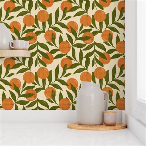 Orange Grove Vintage Wallpaper Spoonflower