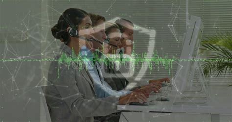 Image Of Data Processing And Padlock Over Caucasian Business People In