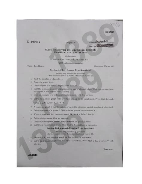 Gt Question Paper Graph Theory Studocu