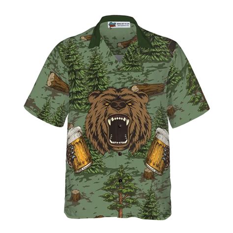 Camping Angry Bear Drink Beer Hawaiian Shirt T Shirts Low Price