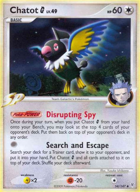 Chatot G 54 147 Uncommon [pl3 54] [reverse Holo] Face To Face Games