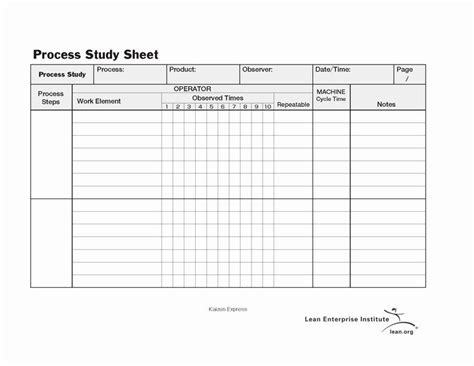 Free Standard Work Template Excel