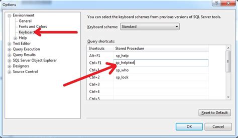Table And Stored Procedure Helptext Using Keyboard Sql Server