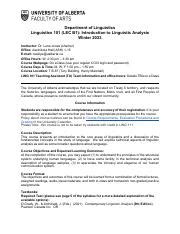 Introduction To Linguistic Analysis LING Winter Course Hero