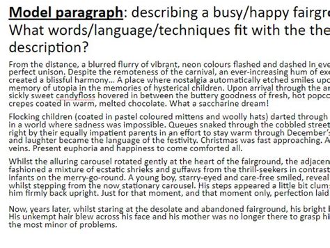 Aqa Descriptive Writing Aiming For Grade 7 Includes Targets Tips 6