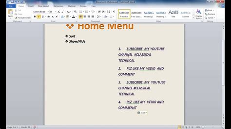 How To Show Hide Text And Sort In Microsoft Word 2010 Youtube