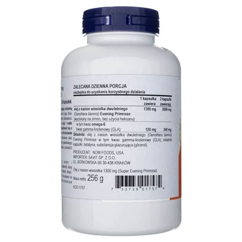 Now Foods Super Primrose Olej z wiesiołka 1300mg 120kapsułek