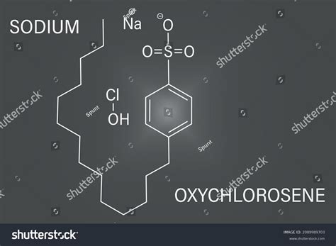 Sodium Oxychlorosene Antiseptic Molecule Skeletal Formula Stock Vector Royalty Free 2089989703
