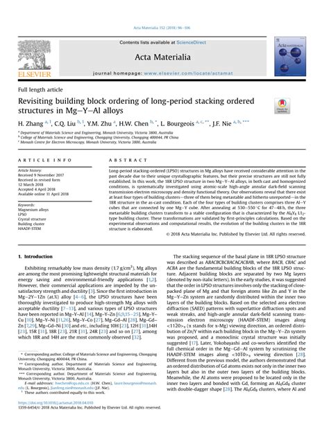 Pdf Revisiting Building Block Ordering Of Long Period Stacking Ordered Structures In Mg Y Al