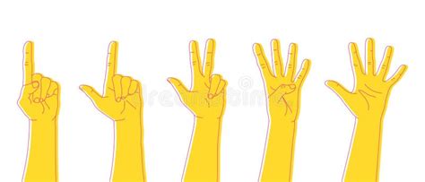 Set Of Outline Hands Counting Numbers Hand Gestures Stock Vector Illustration Of Figure