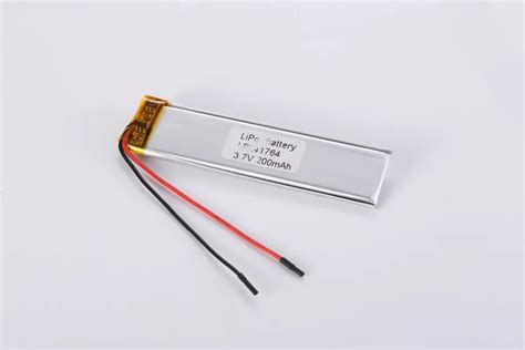 3 7v Narrow Lipo Battery Lp241764 200mah With Pcm And Wires Lipo Battery Com